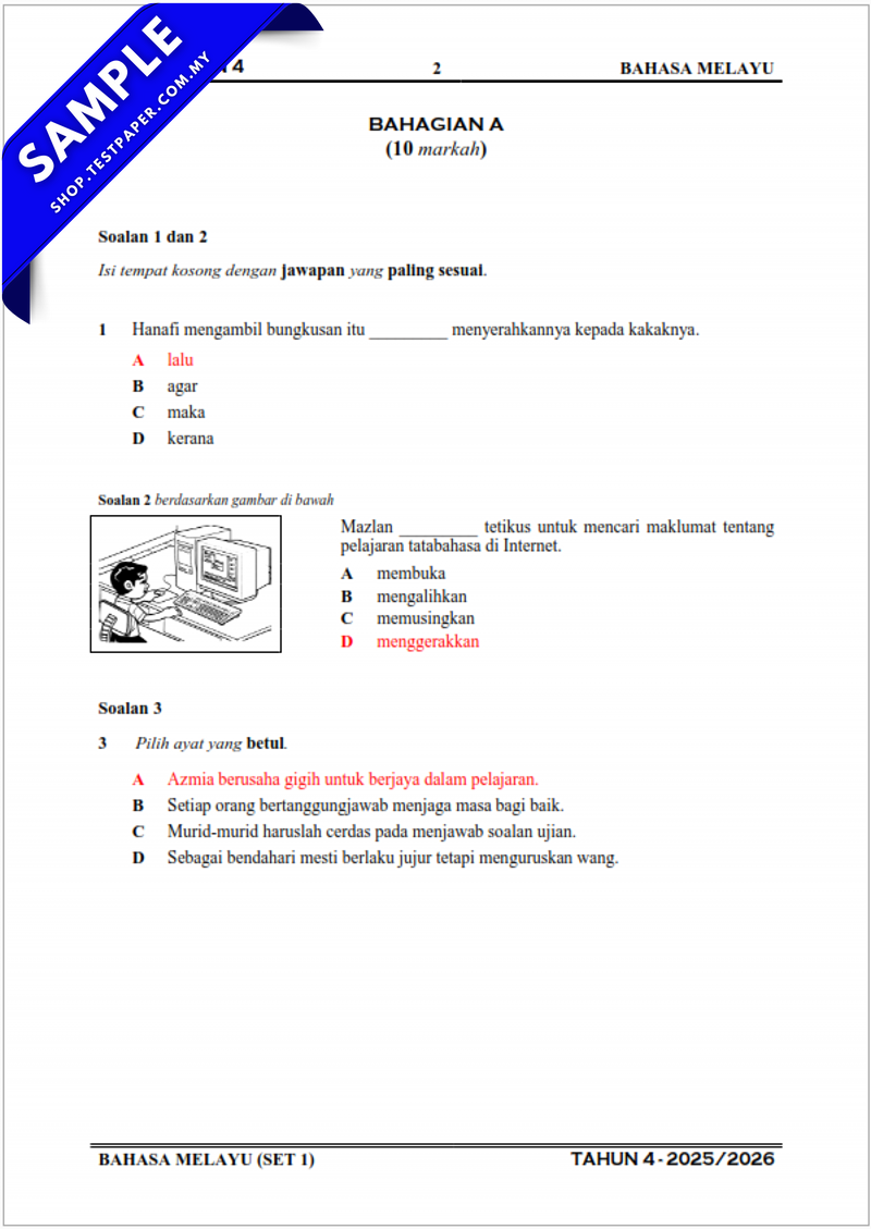 TP599 - Bahasa Melayu Tahun 4 : Tinta UPSA 2025 | Lengkap: PDF, Word & JSU