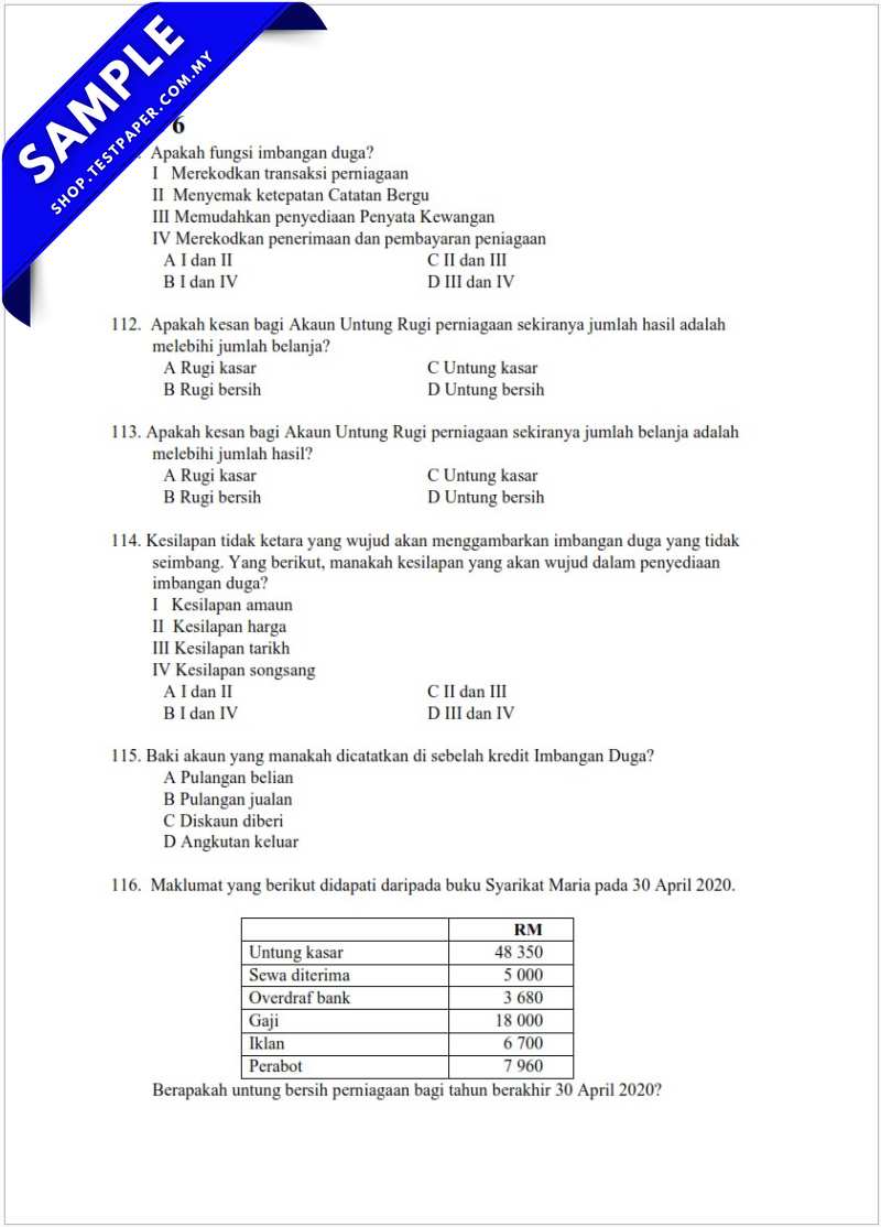 TP84 - Prinsip Perakaunan Tingkatan 4 : 150 Soalan Objektif Latihan Topikal