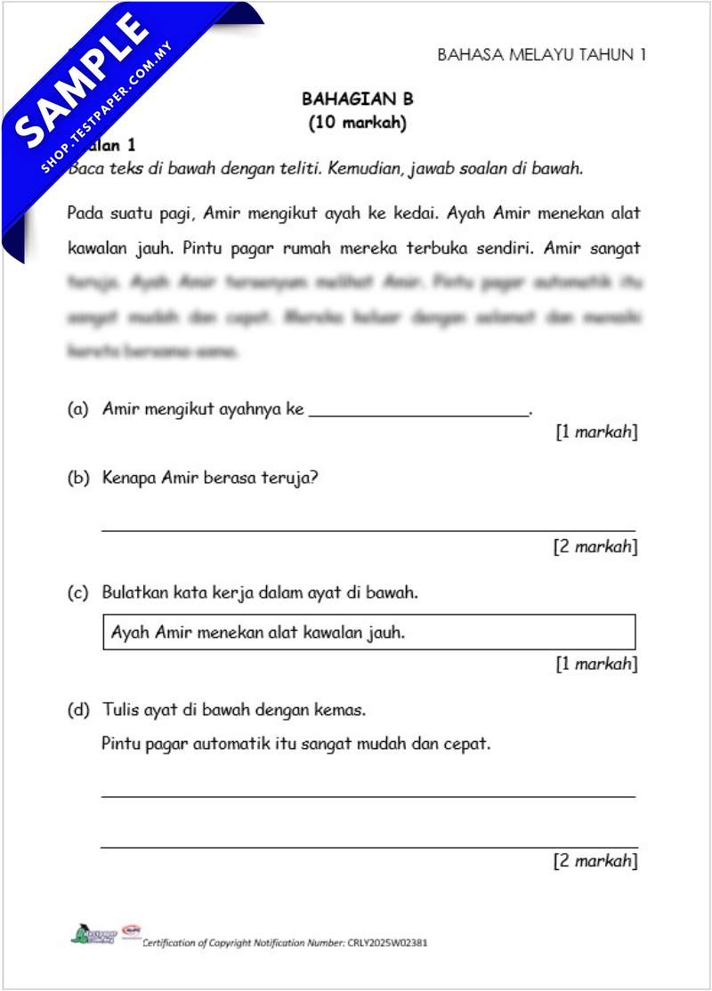TP922 - Bahasa Melayu Tahun 1 : USAT 2025