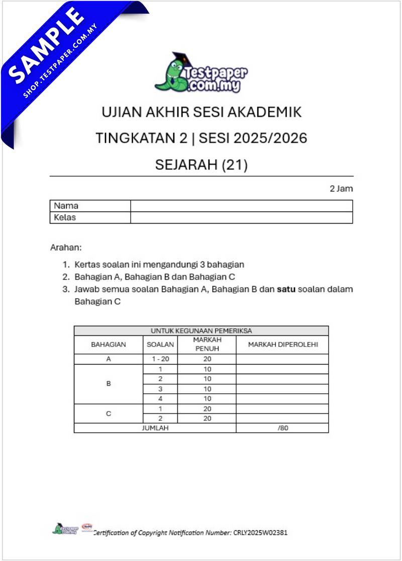 TP902 - Sejarah Tingkatan 2 : UASA 2025