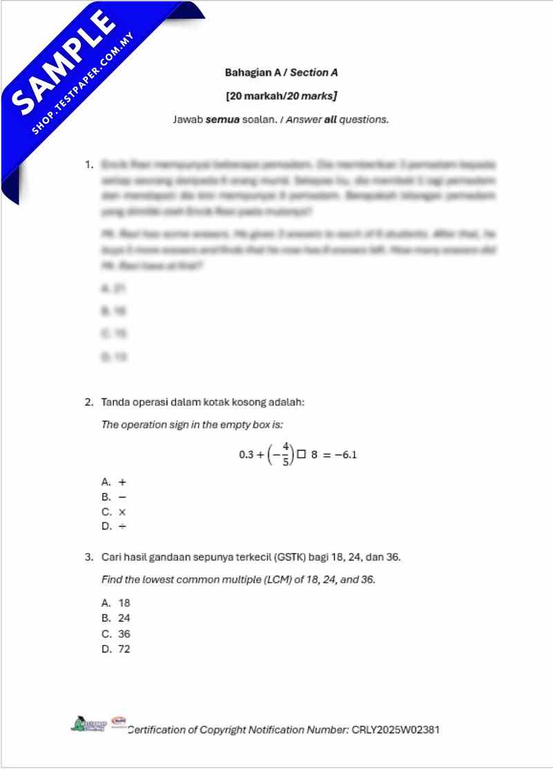TP893 - Matematik Tingkatan 1 : UASA 2025