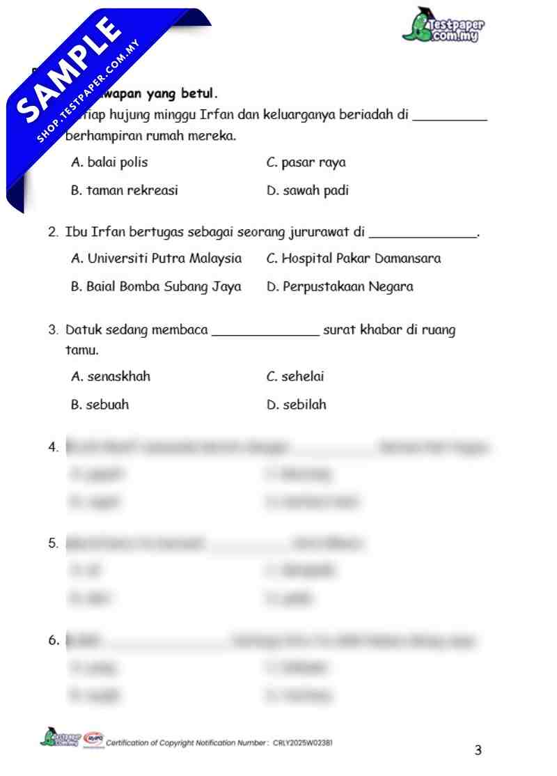 TP1909 - Bahasa Melayu Tahun 4 : SK Ujian Formatif Awal Tahun (UFAwT)