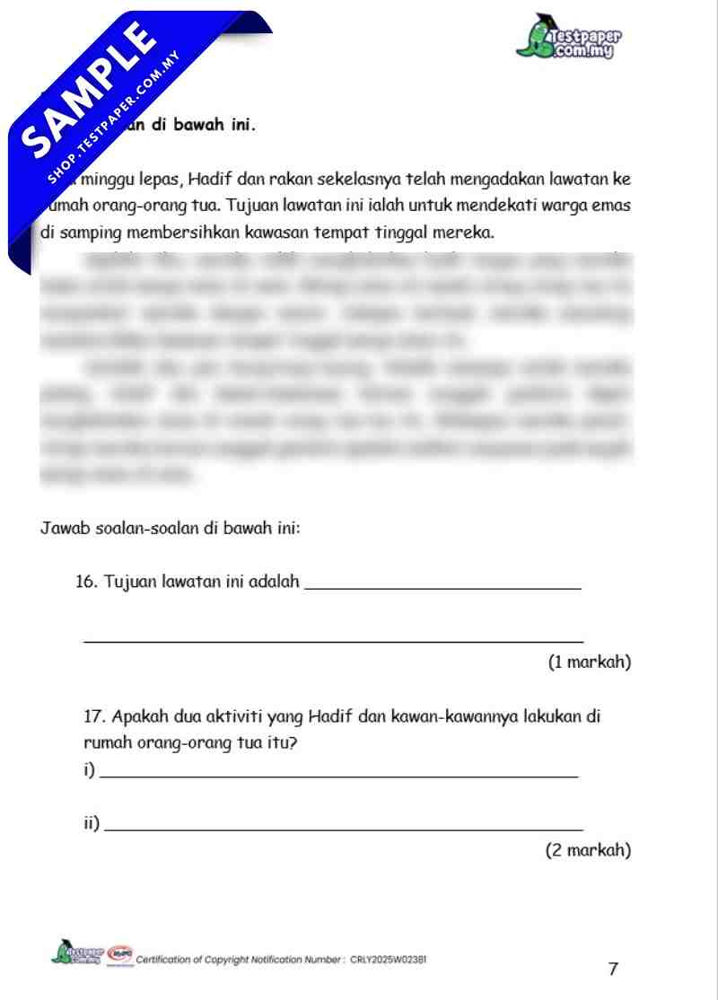 TP1909 - Bahasa Melayu Tahun 4 : SK Ujian Formatif Awal Tahun (UFAwT)