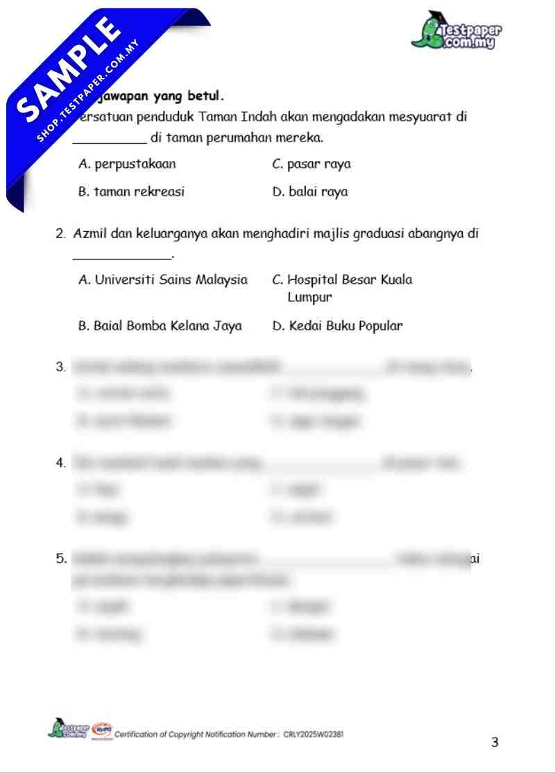 TP1910 - Bahasa Melayu Tahun 5 : SK Ujian Formatif Awal Tahun (UFAwT)