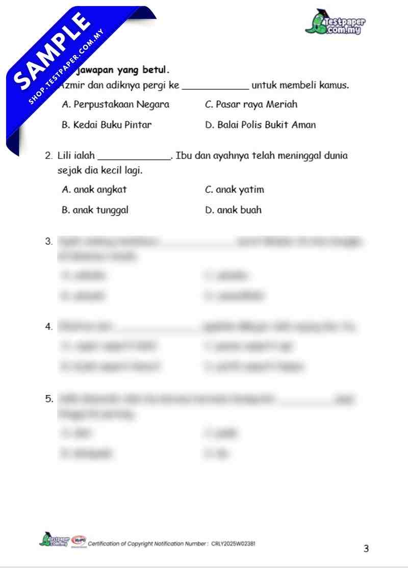 TP1911 - Bahasa Melayu Tahun 6 : SK Ujian Formatif Awal Tahun (UFAwT)