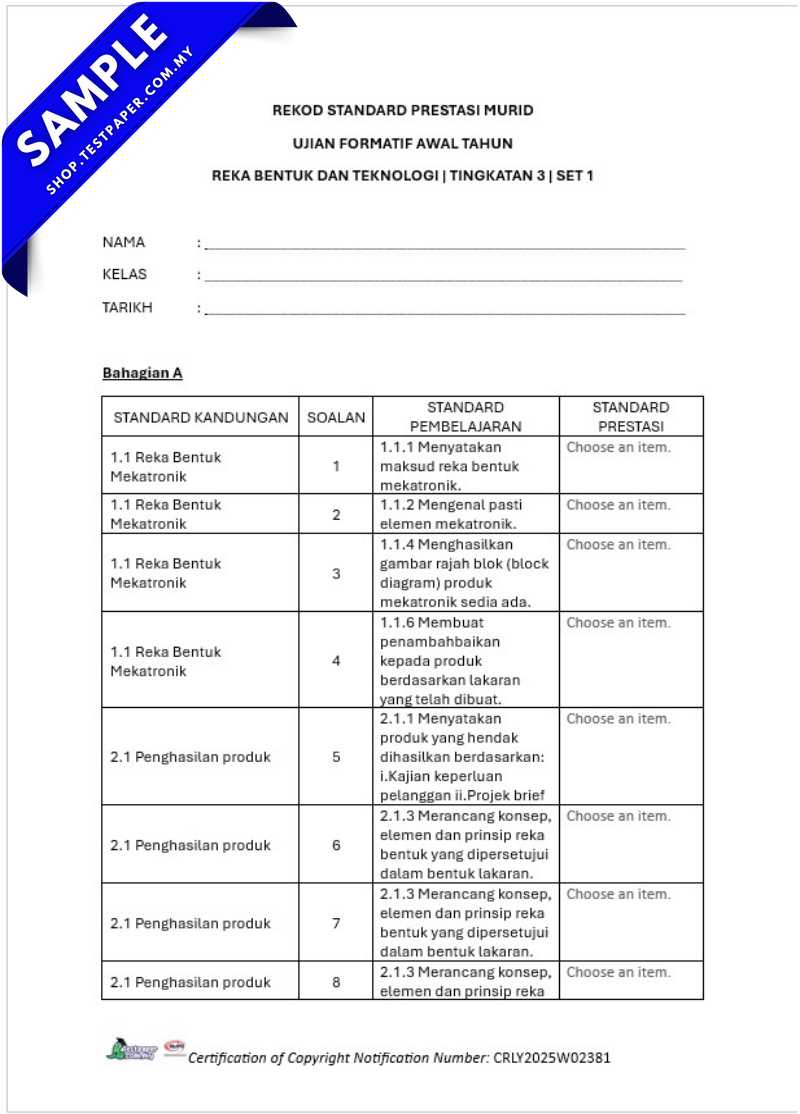 TP1985 - Reka Bentuk Teknologi TIngkatan 3 : KSSM Ujian Formatif Awal ...