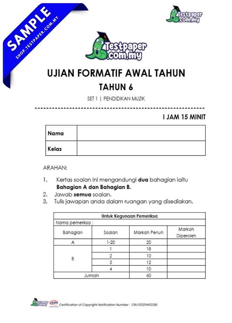TP2002 - Kombo Cakna Tahun 6 : SK Ujian Formatif Awal Tahun (UFAwT)