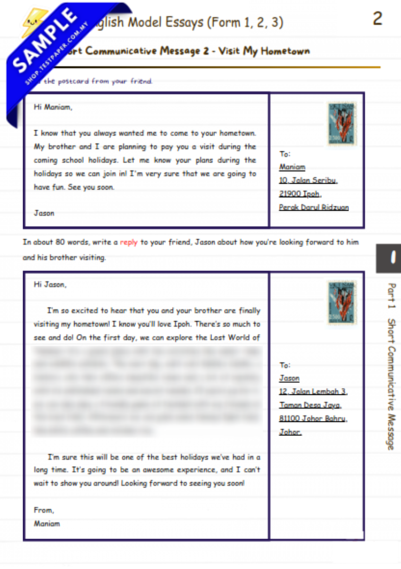 TP34 - English Form 1, Form 2 and Form 3 : Model Essays for Lower Secondary