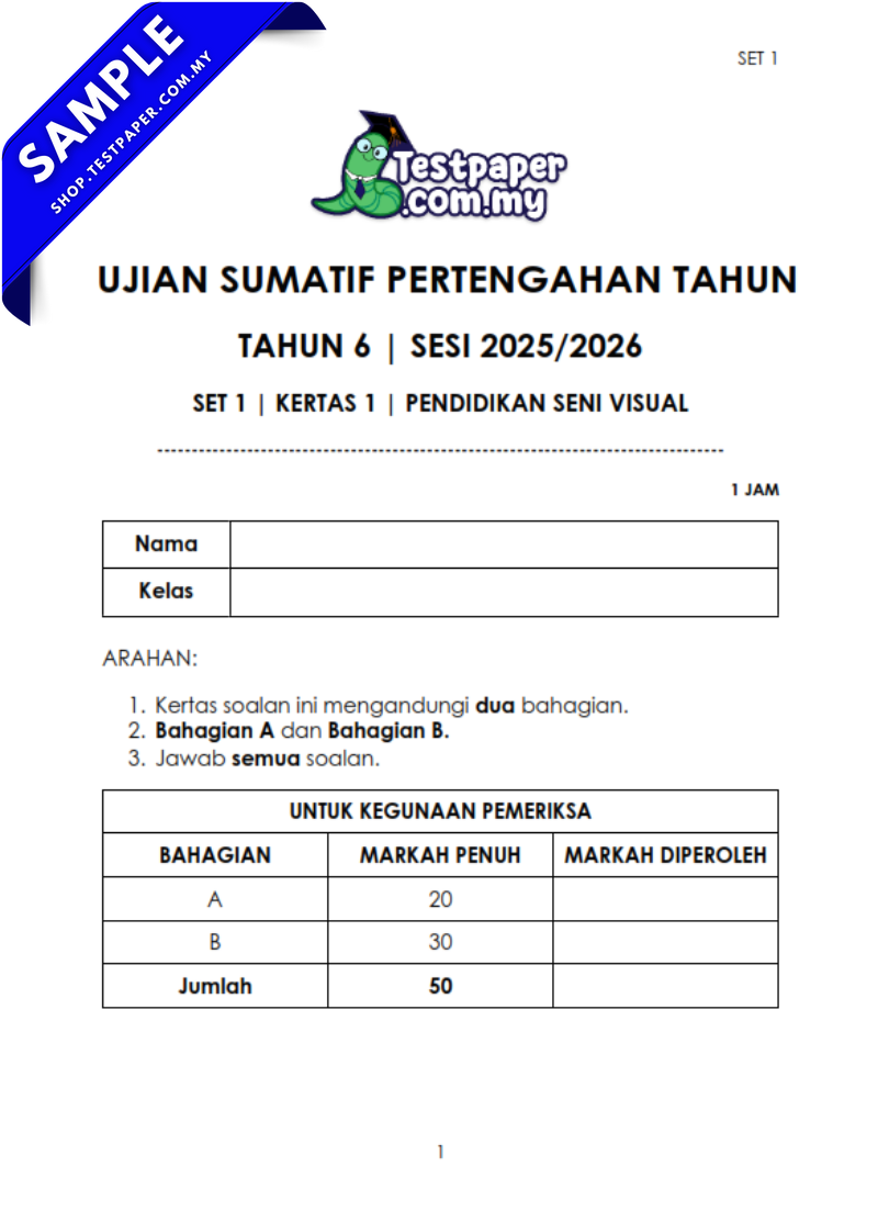 TP262 - Pendidikan Seni Visual Tahun 6 : USPT 2025