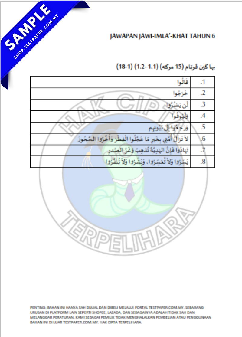 TP507 - Jawi, Imlak & Khat Tahun 6: IPT 2025 SRA Selangor